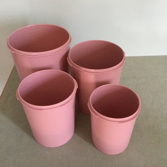 Tupperware | Kitchen | Vintage Rose Pink Tupperware Canisters No Lids ...